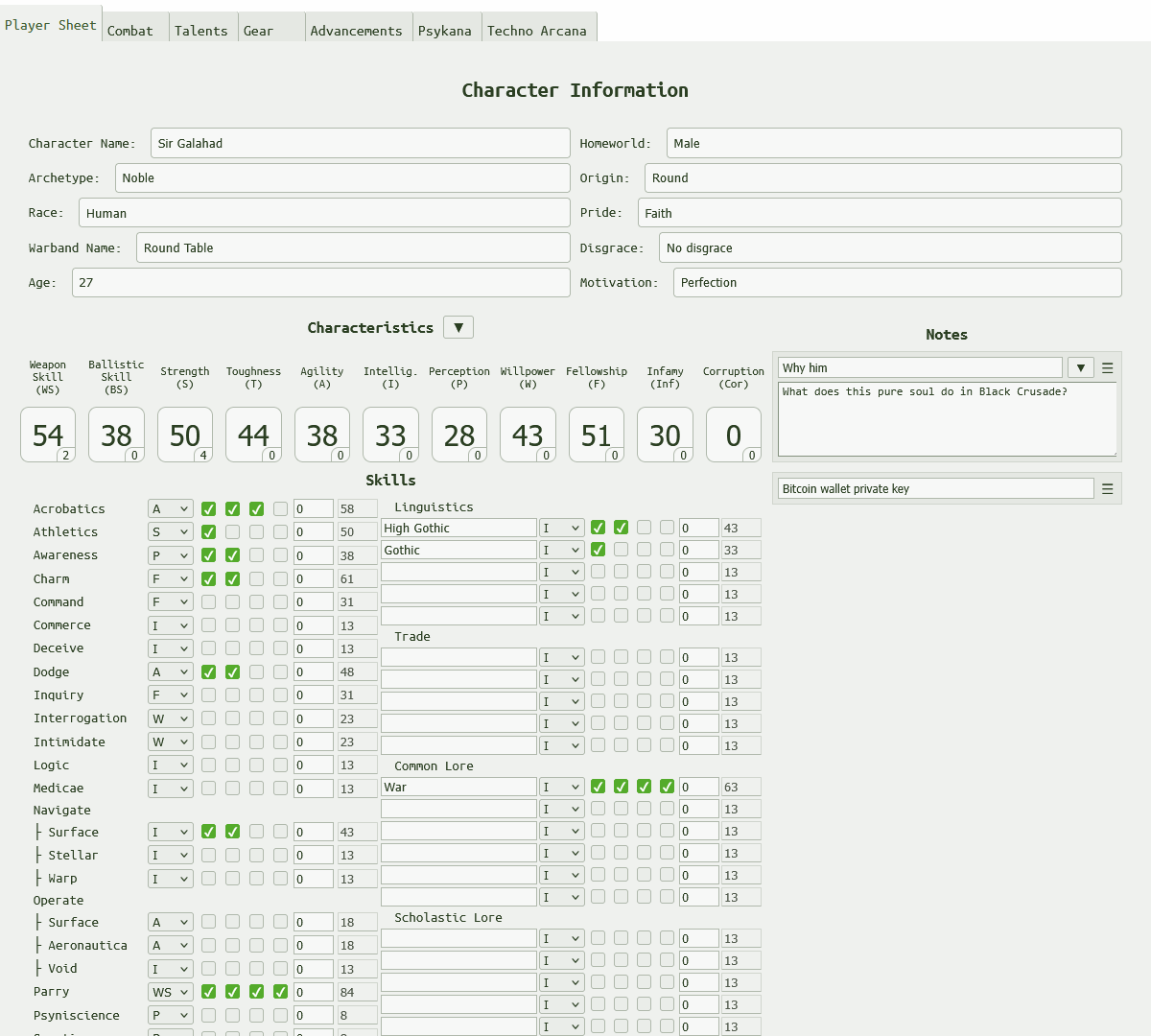 Home - Character Sheet